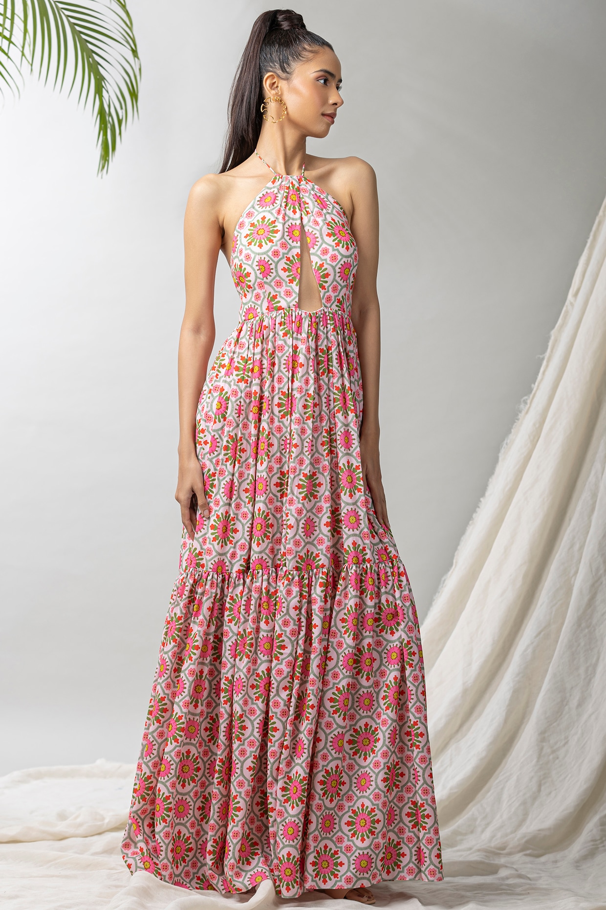 White Cotton Ruby Printed Maxi Dress by Dziine by deepa at Pernia's Pop ...