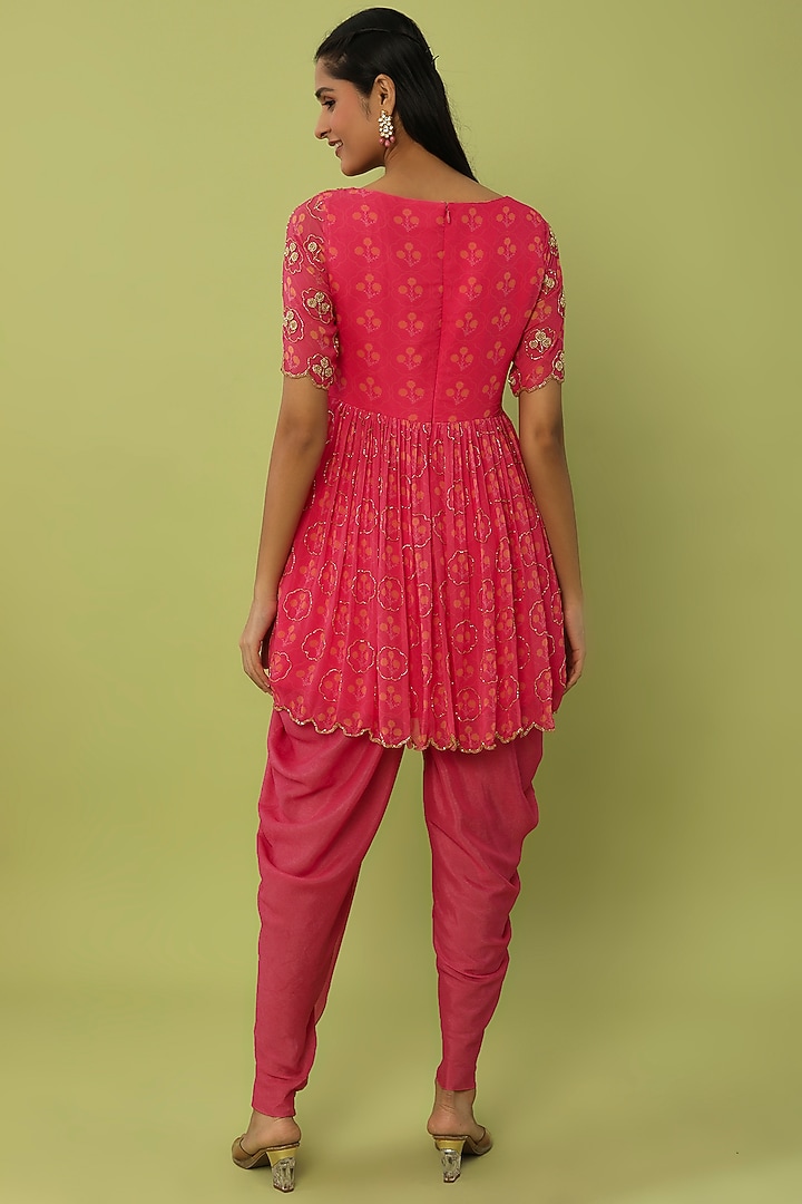 Pink Crepe Dhoti Set by Ease at Pernia's Pop Up Shop 2024