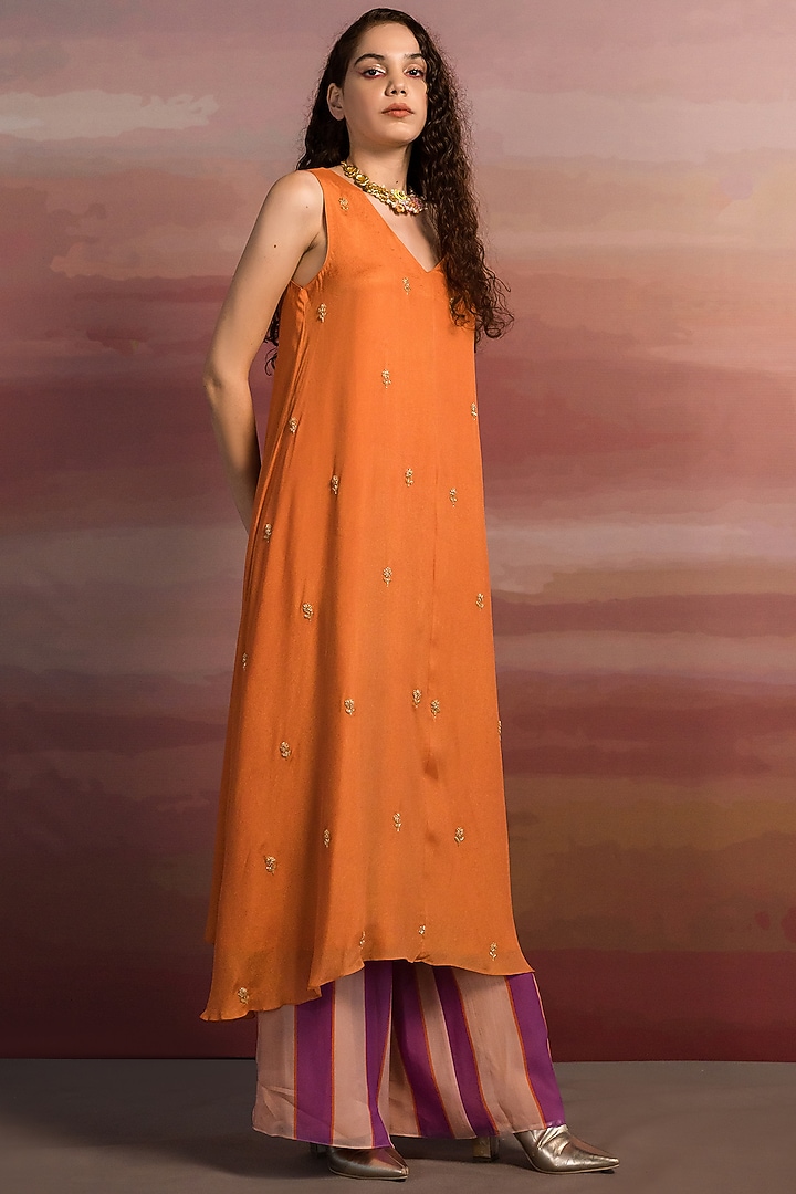 Rust Embroidered Kurta Set Design by Ease at Pernia's Pop Up Shop 2024