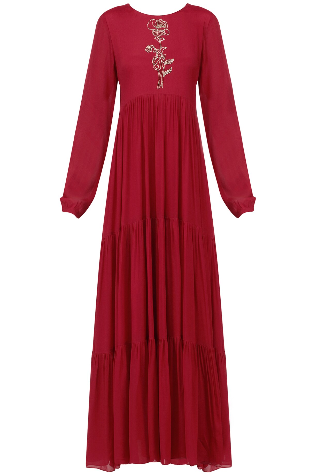 Red layered Maxi dress available only at Pernia's Pop Up Shop. 2025