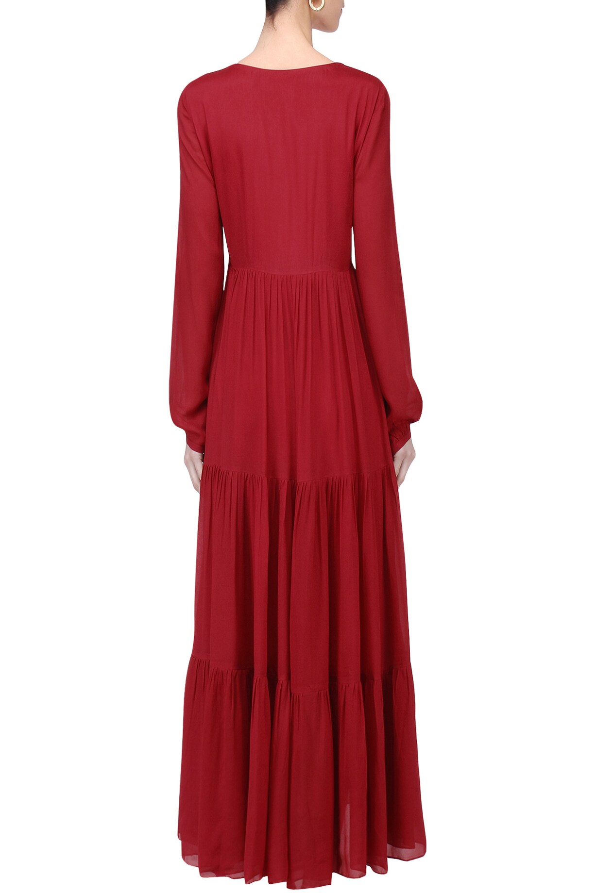 Red layered Maxi dress available only at Pernia's Pop Up Shop. 2025