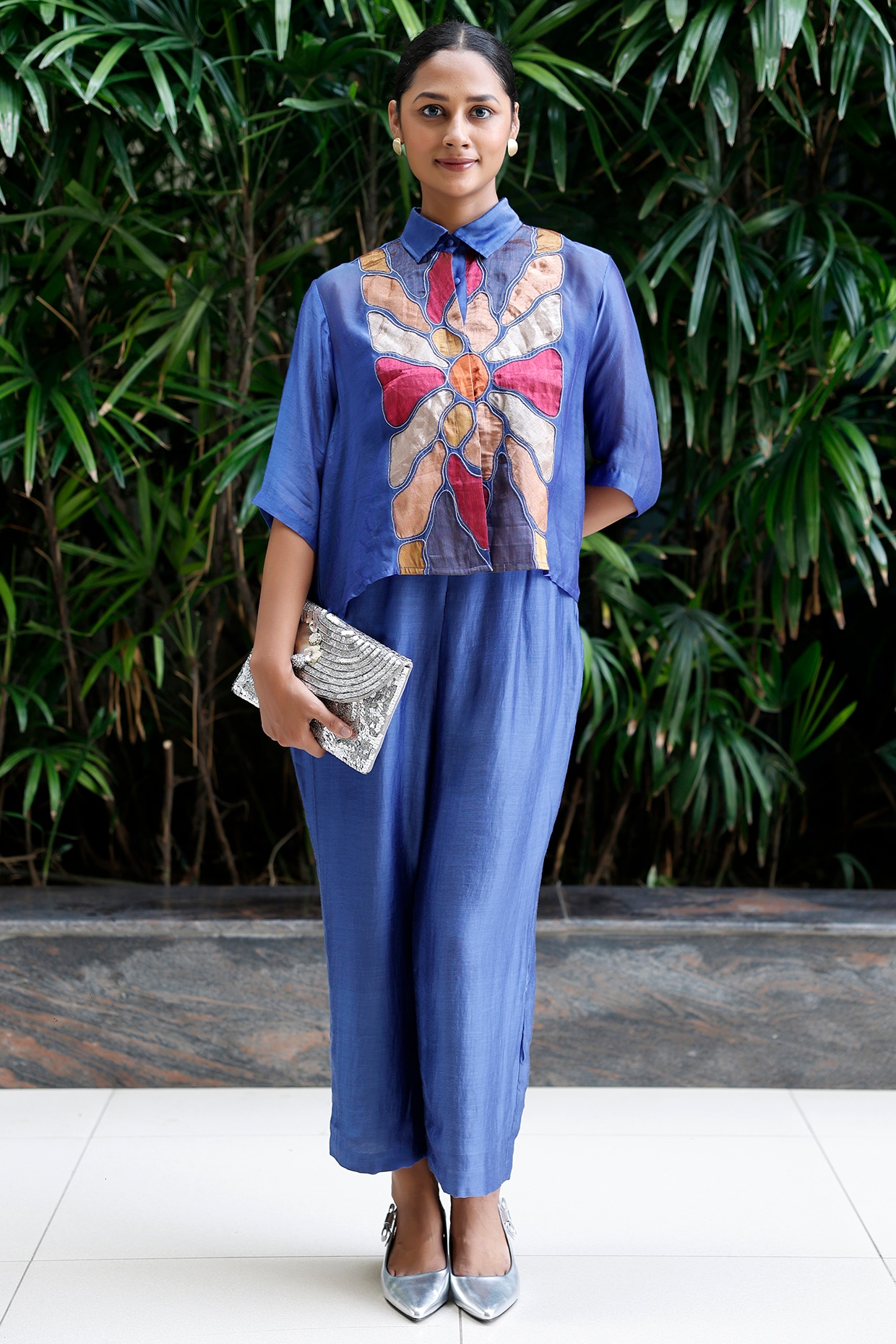 Blue Viscose Silk Patch Work Co-Ord Set by EEDA at Pernia's Pop Up Shop ...