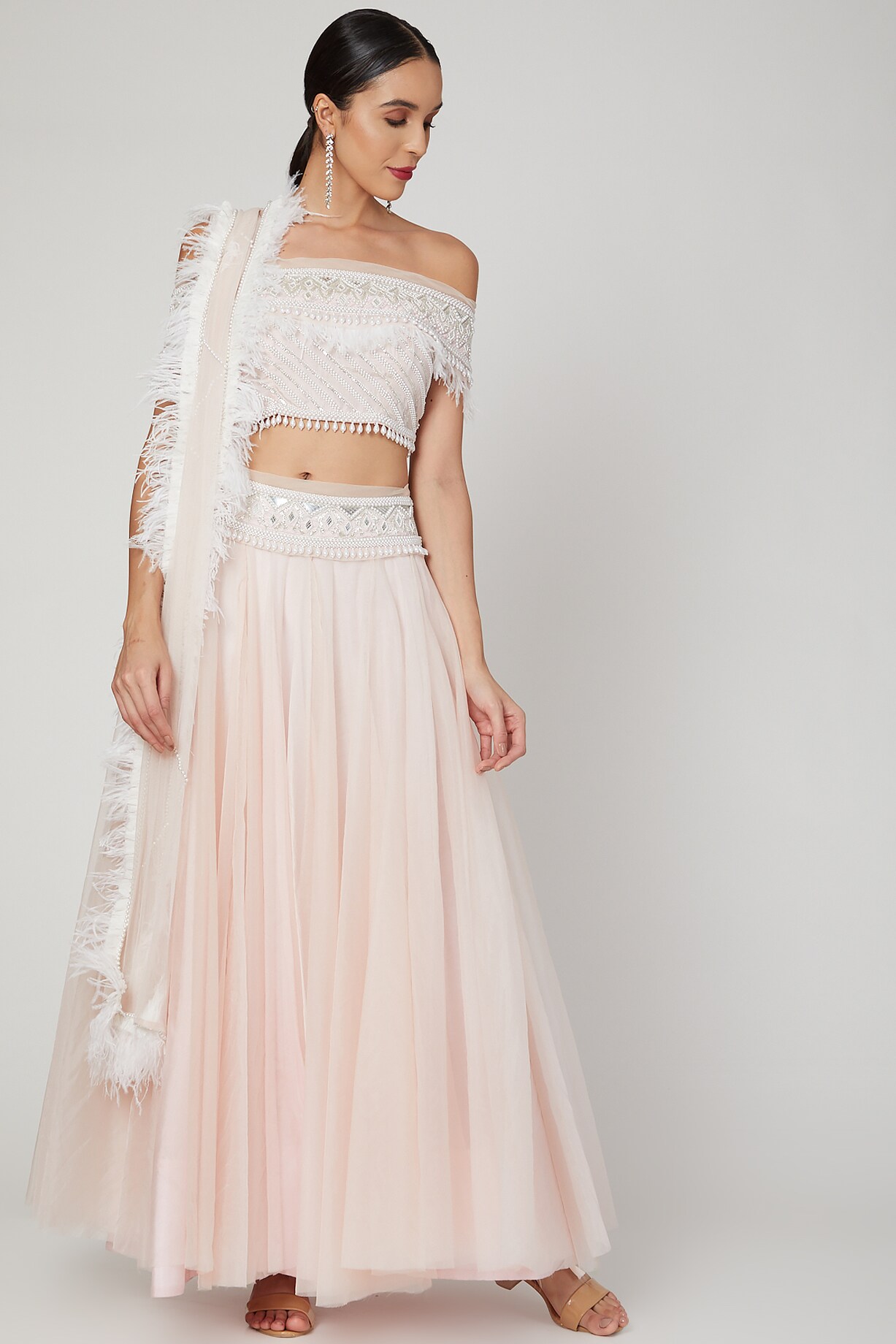Blush Pink Pearls Embroidered Lehenga Set Design by Ekta Singh at ...