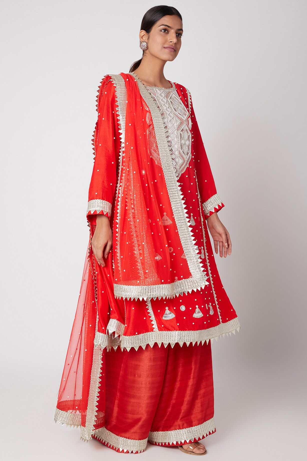 Red Embroidered Kaliwala Kurta Set Design by Ekta Singh at Pernia's Pop ...