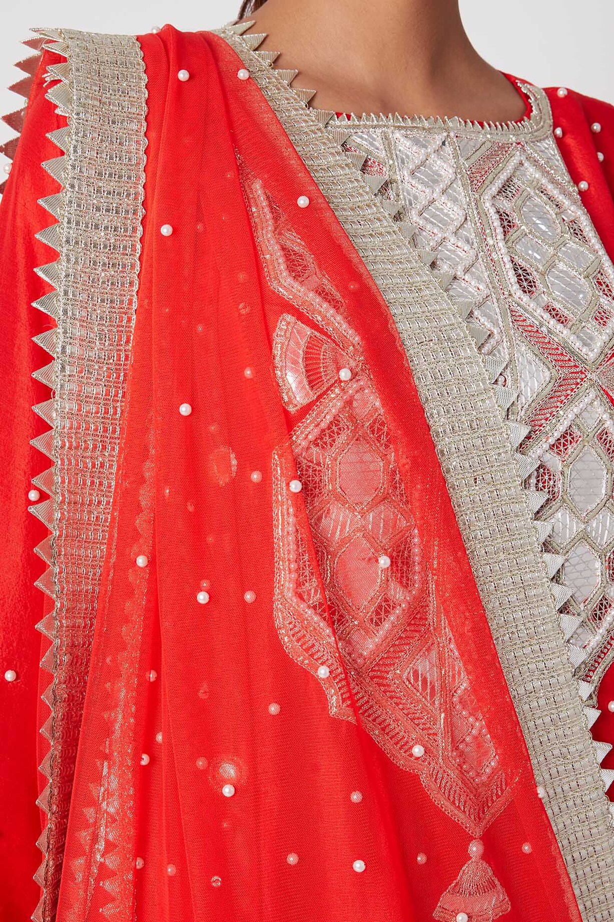 Red Embroidered Kaliwala Kurta Set Design by Ekta Singh at Pernia's Pop ...