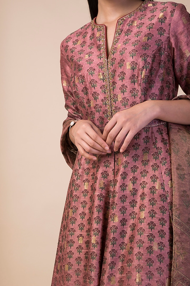 Onion Pink Handwoven Printed Anarkali Set by Ekaya at Pernia's Pop Up ...