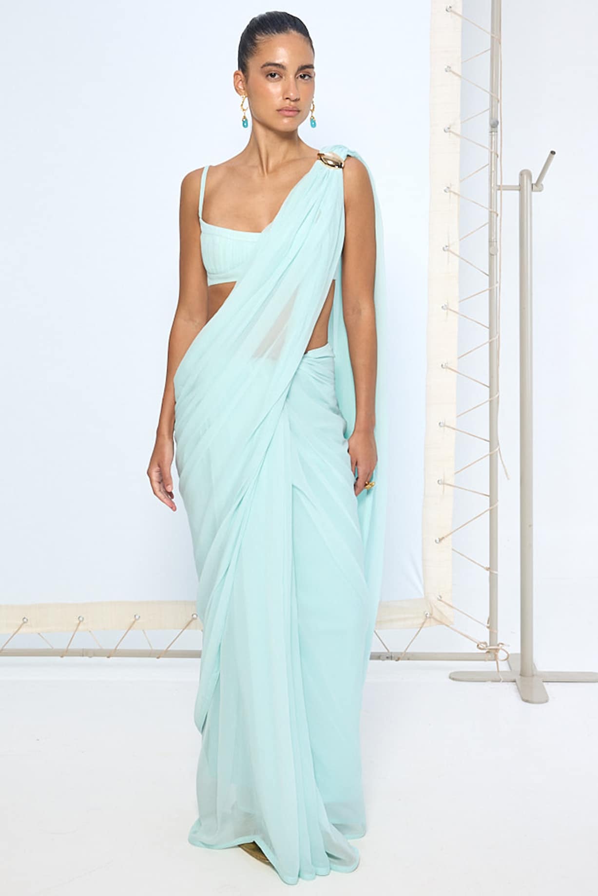 Ice Blue Pure Chiffon Party Wear Saree by Ekaya at Pernia's Pop Up Shop ...