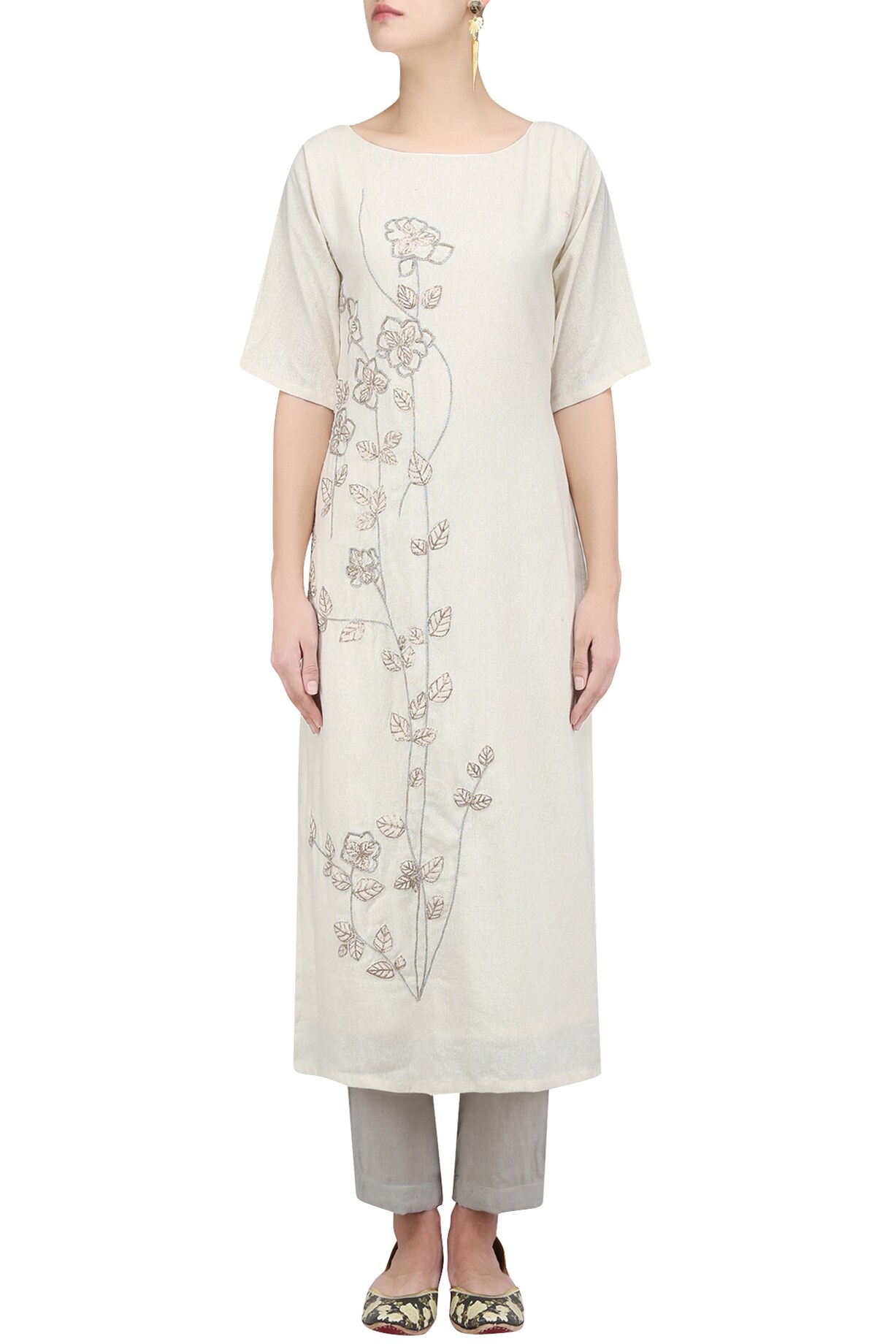 Off white embroidered tunic available only at Pernia's Pop Up Shop. 2024