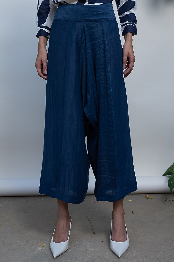 Navy Linen Silk Pants by Kanelle at Pernia's Pop Up Shop 2026