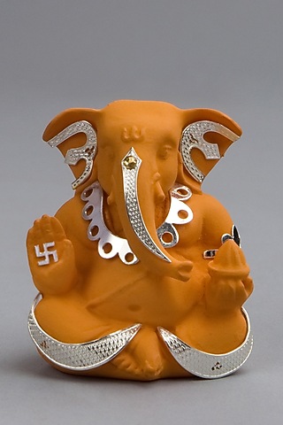 Orange & Silver Resin Lord Ganesha Idol by EL'UNIQUE at Pernia's Pop Up ...