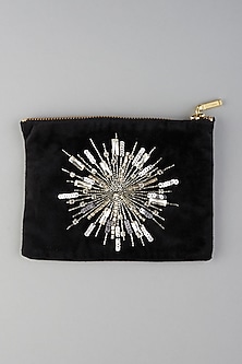 Black Embroidered Small Pouch Design by EMBLAZE at Pernia's Pop Up Shop ...
