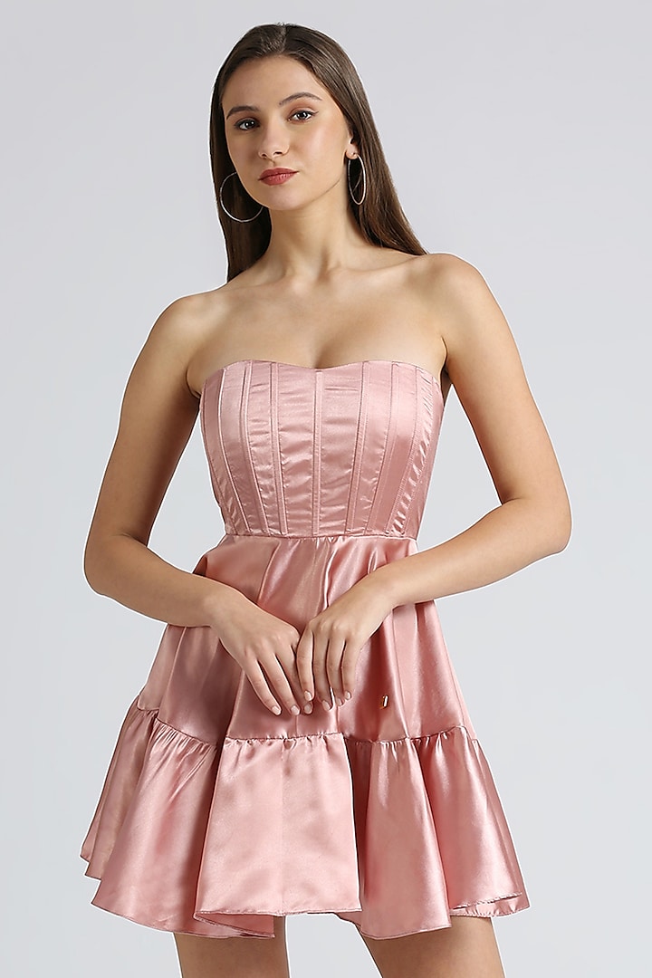 Rose Pink Satin Mini Corset Summer Dress by Emblaze at Pernia's Pop Up ...