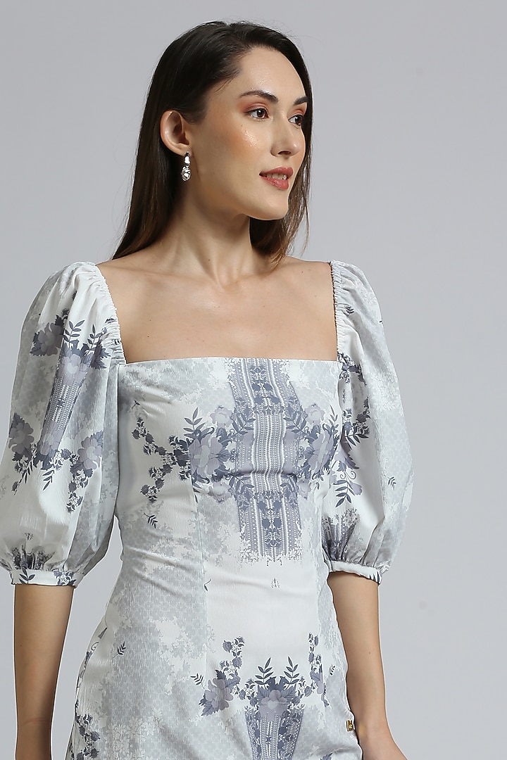 White Crepe Printed Mini Dress Design by Emblaze at Pernia's Pop Up ...