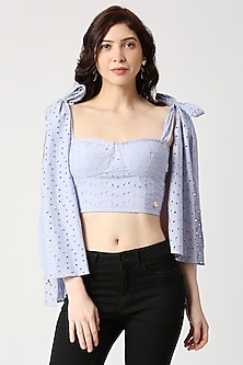 Lilac Hakoba Corset Crop Top Design by Emblaze at Pernia's Pop Up Shop 2023