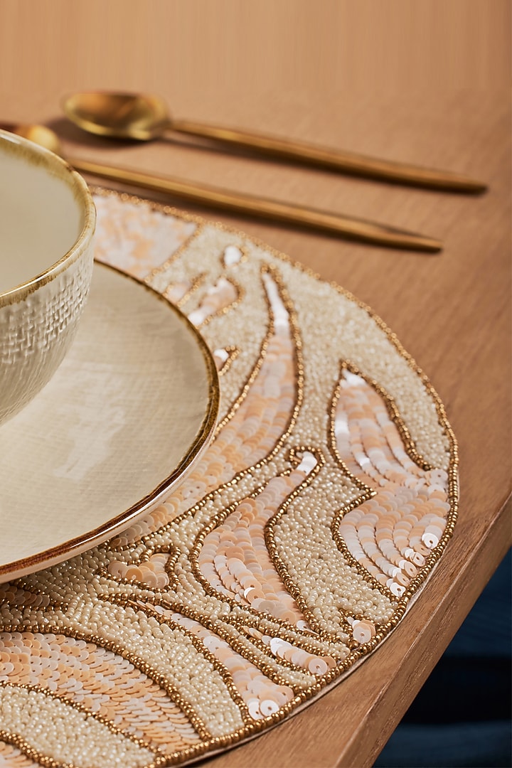 Ivory & Gold Glass Beaded Table Mat Set by Eris home at Pernia's Pop Up ...
