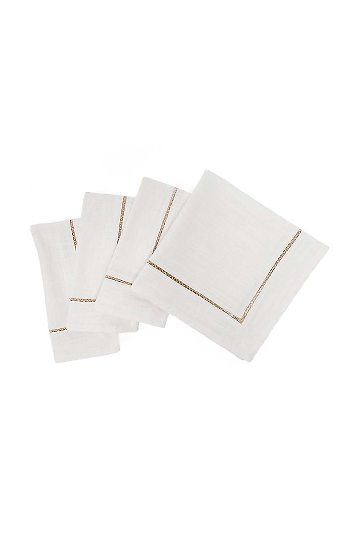Ivory & Dull Gold Cotton Table Napkin Set by Eris home at Pernia's Pop ...