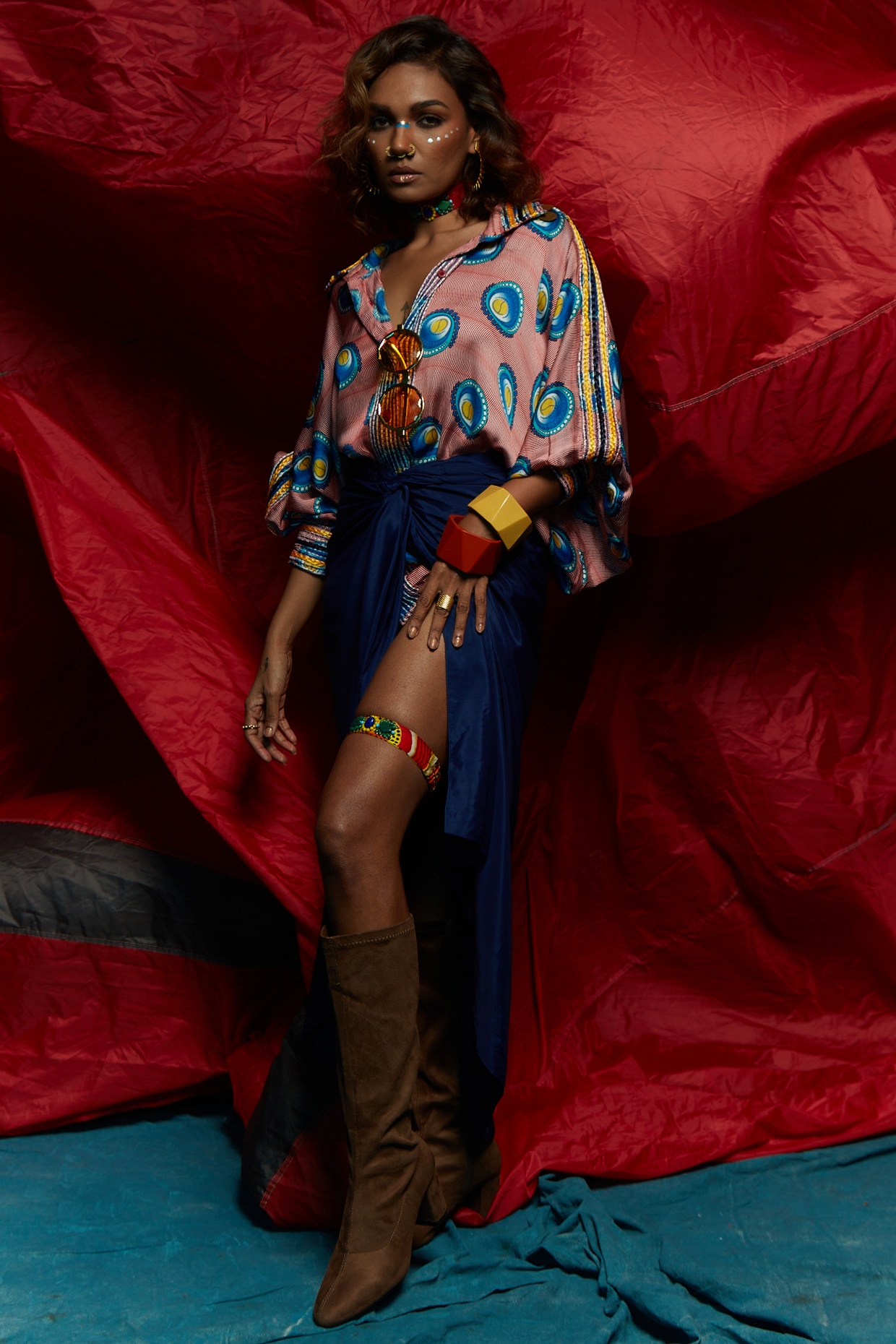 Pink & Blue Silk Crepe Oversized Shirt by Esha L Amin at Pernia's Pop ...