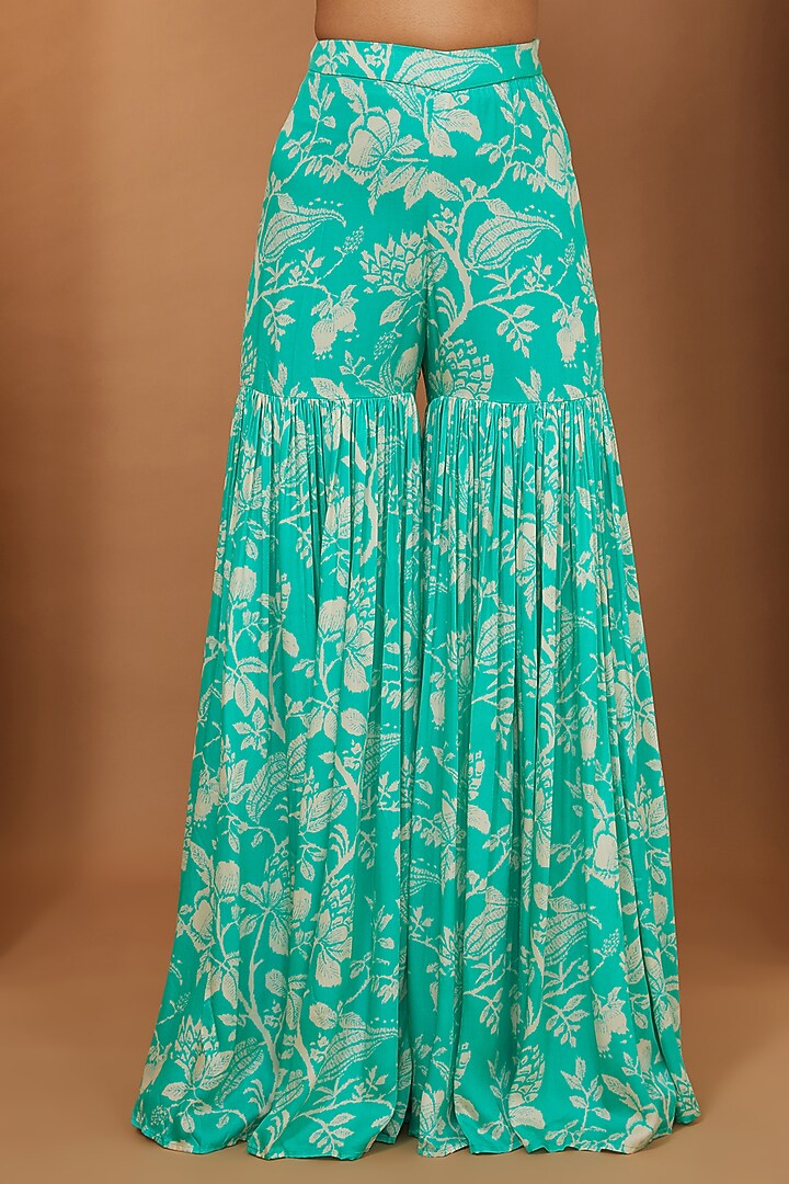 Firozi Blue Modal Floral Printed Sharara Set by Esha Koul at Pernia's ...