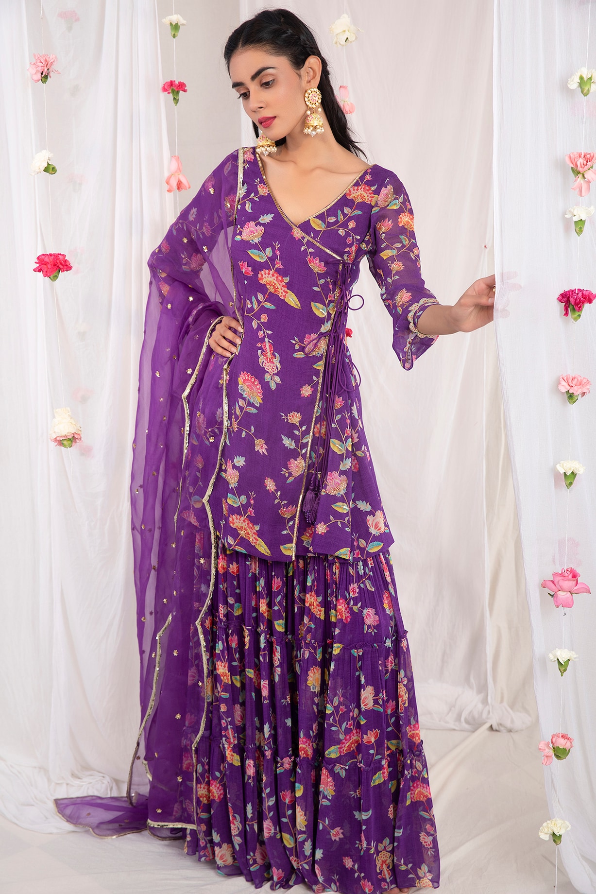 Purple Printed Sharara Set by Esha Koul at Pernia's Pop Up Shop 2025