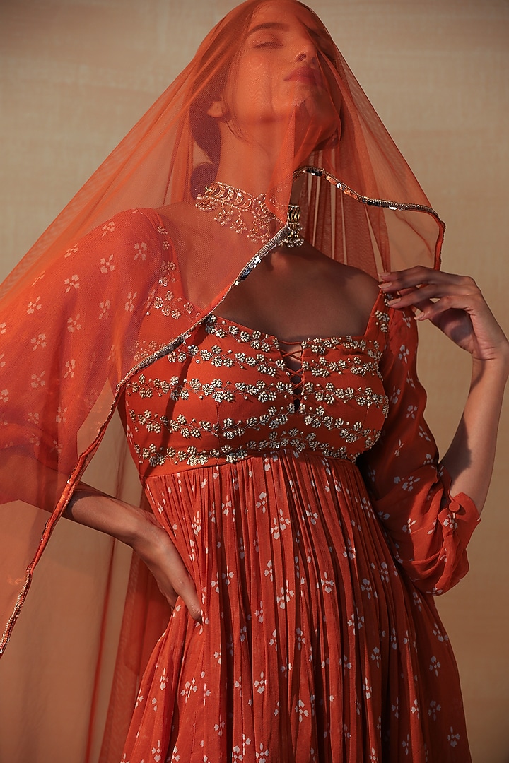 Rust Modal Satin & Georgette Sharara Set by Esha Koul at Pernia's Pop ...