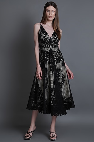 Black Embroidered Dress by Estera at Pernia's Pop Up Shop 2026