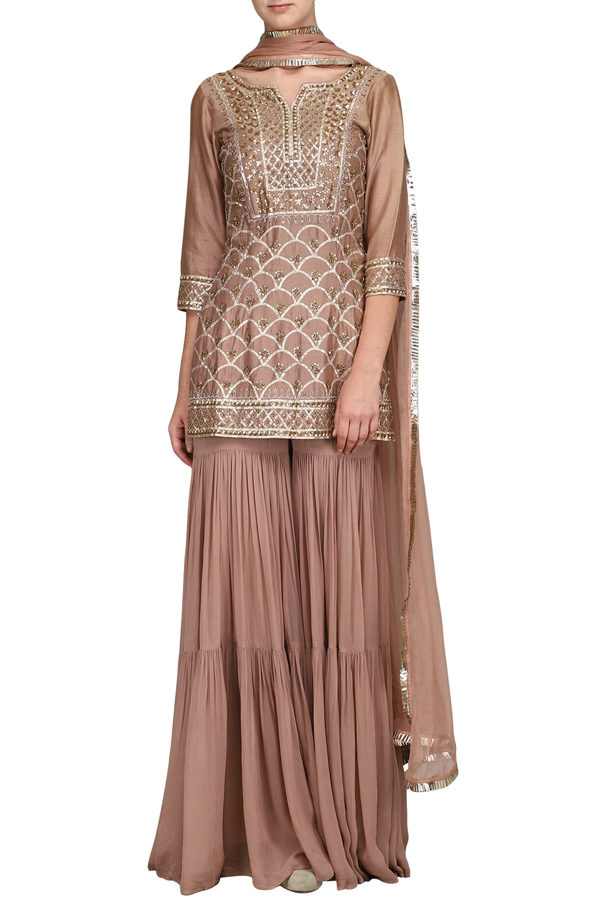 Champagne gold embellished sharara set available only at Pernia's Pop ...