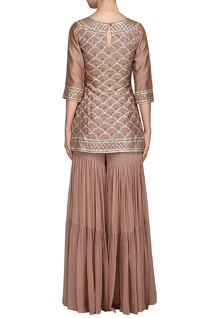 Champagne gold embellished sharara set available only at Pernia's Pop ...