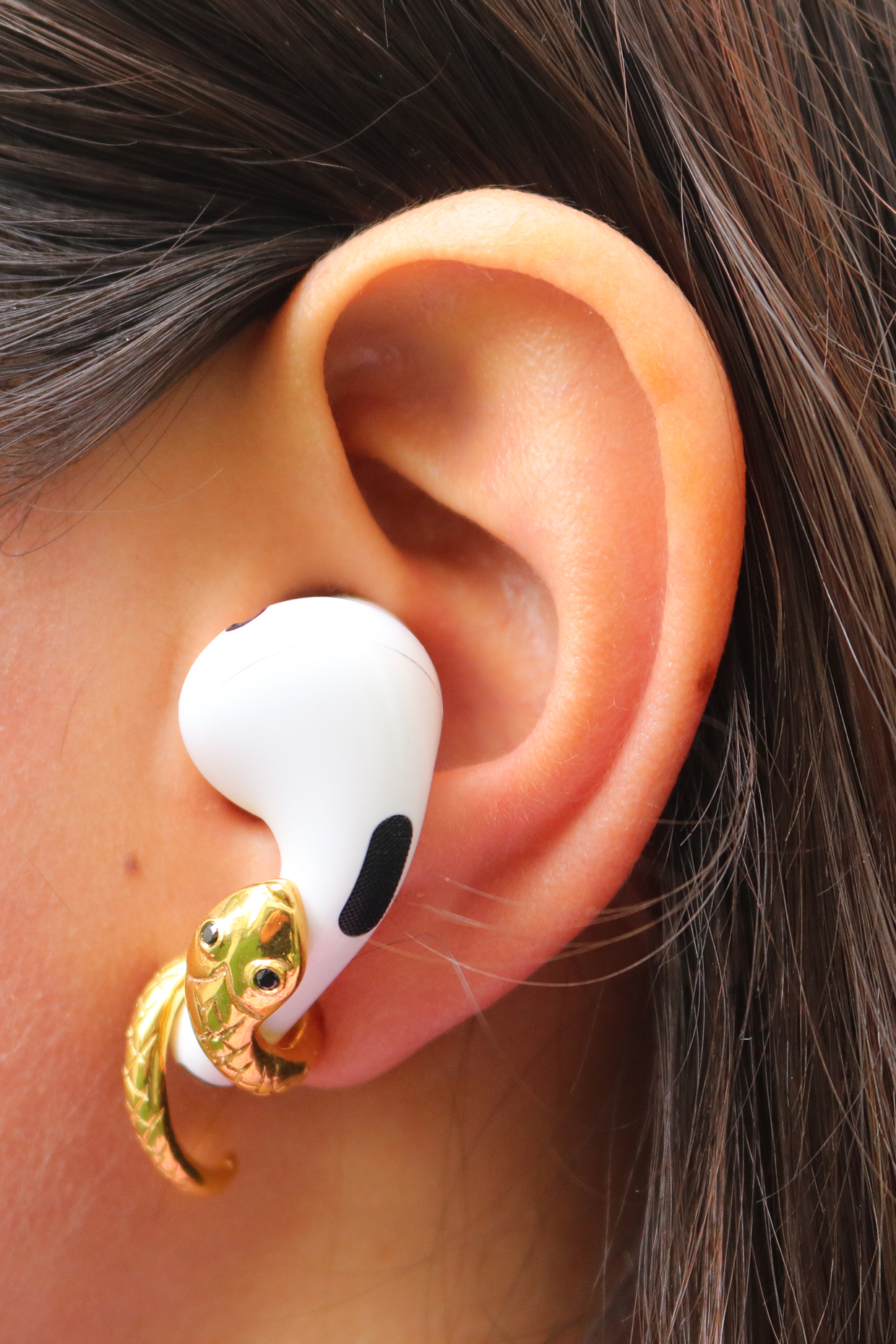Gold Finish Handcrafted Snake Stud Earrings In Sterling Silver by Eterno India at Pernia s Pop Up Shop