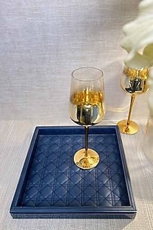 Blue Glass & Leatherite Amadeus Tray Design by Faaya Gifting at Pernia ...