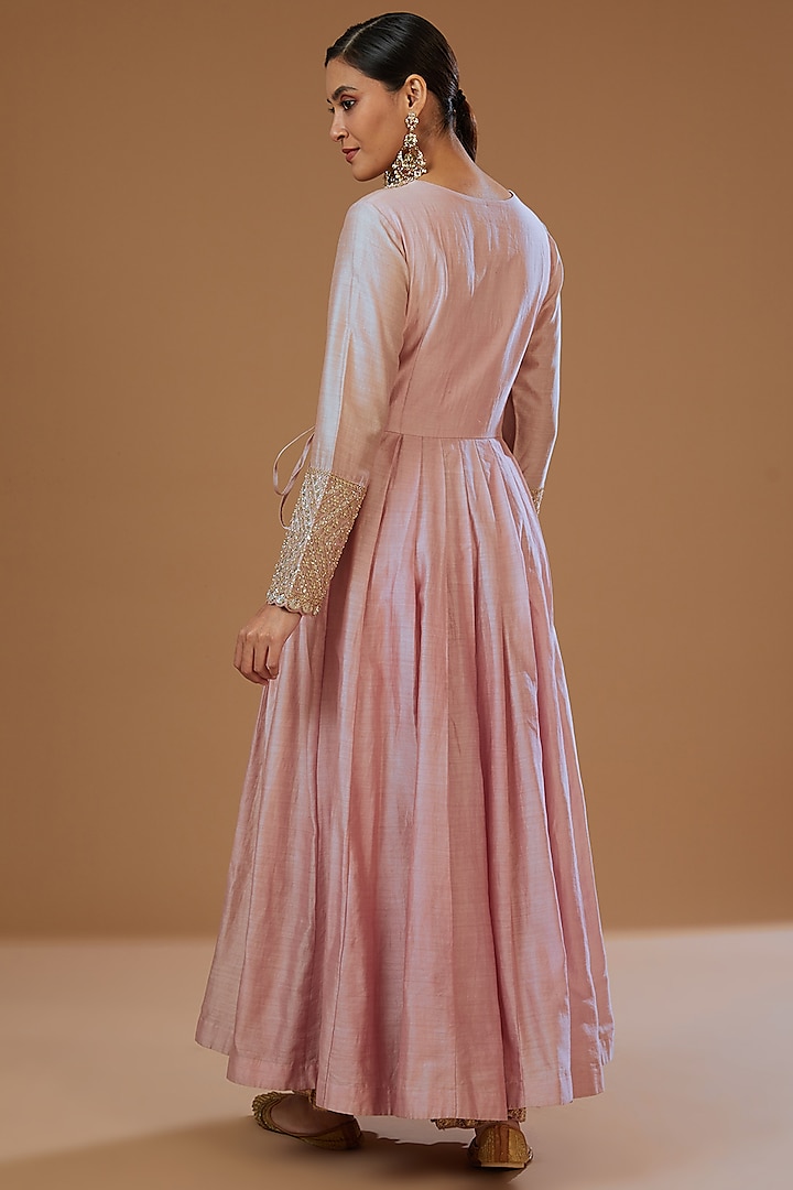 Onion Pink Silk Anarkali Set by Faabiiana at Pernia's Pop Up Shop 2025