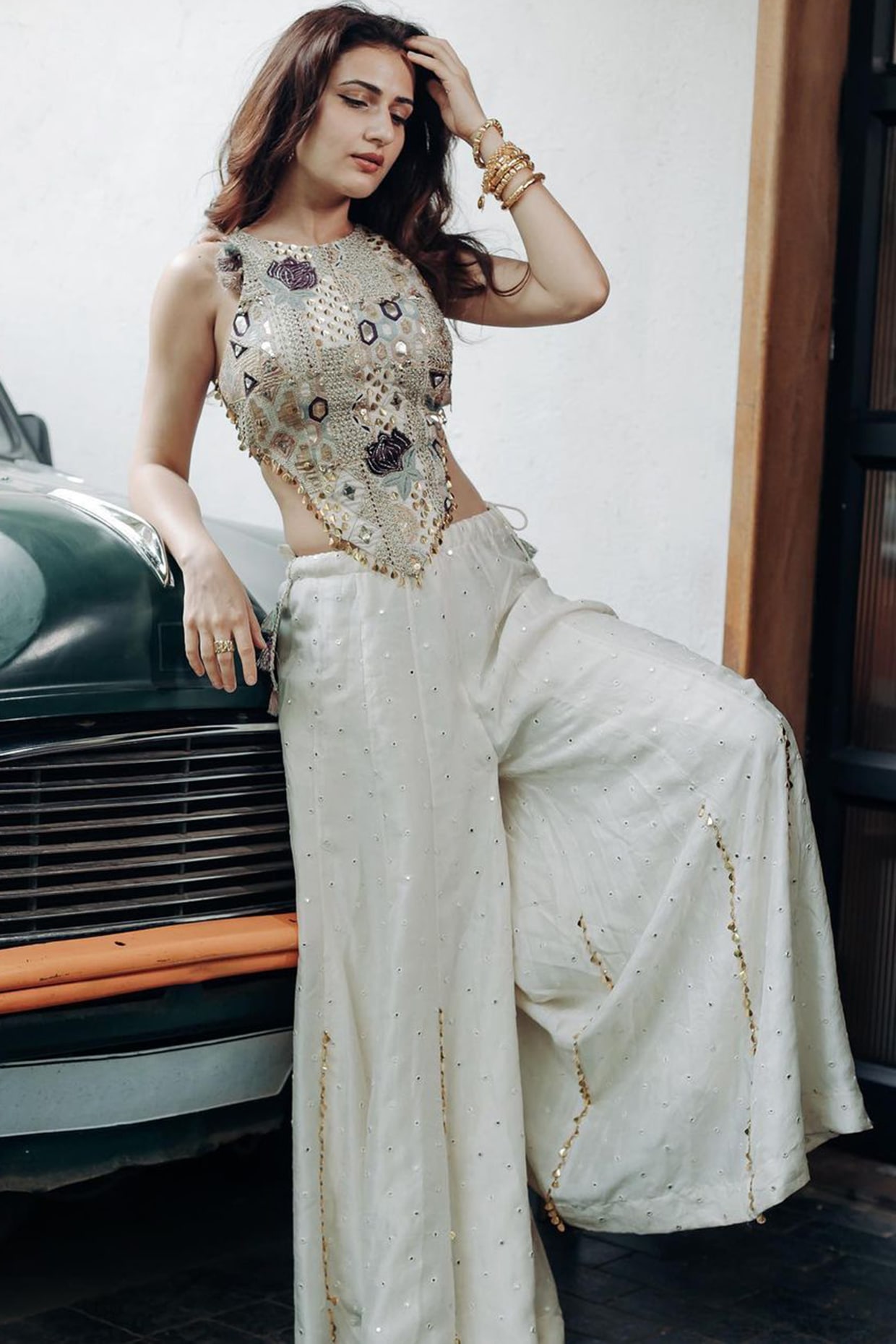 Off-White Silk Sharara Set by Payal Singhal at Pernia's Pop Up Shop 2025