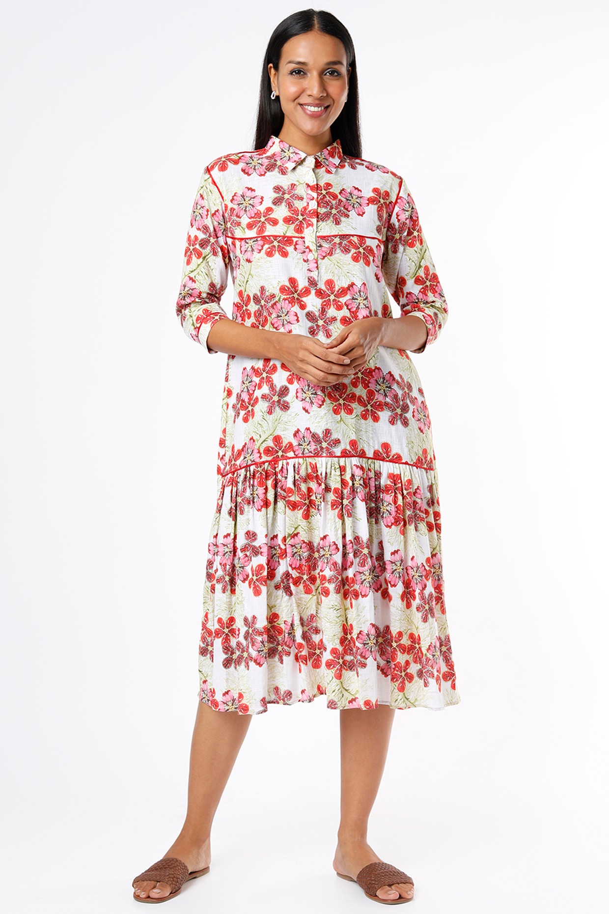 White & Red Floral Printed Dress by Felix bendish at Pernia's Pop Up ...