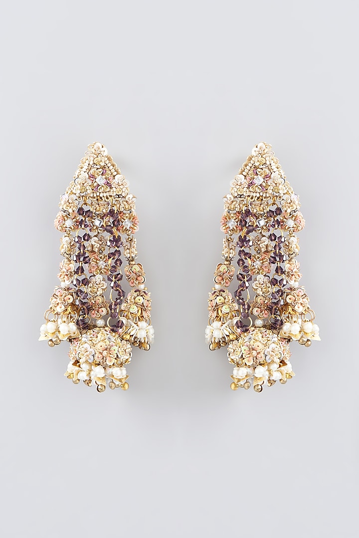 Zari & Dabka Hand Embroidered Dangler Earrings by Fooljhadi at Pernia's ...