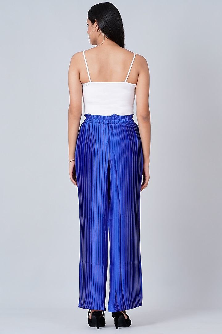 Cobalt Blue Pleated Palazzo Pants by First Resort by Ramola Bachchan at Pernia's Pop Up Shop 2025
