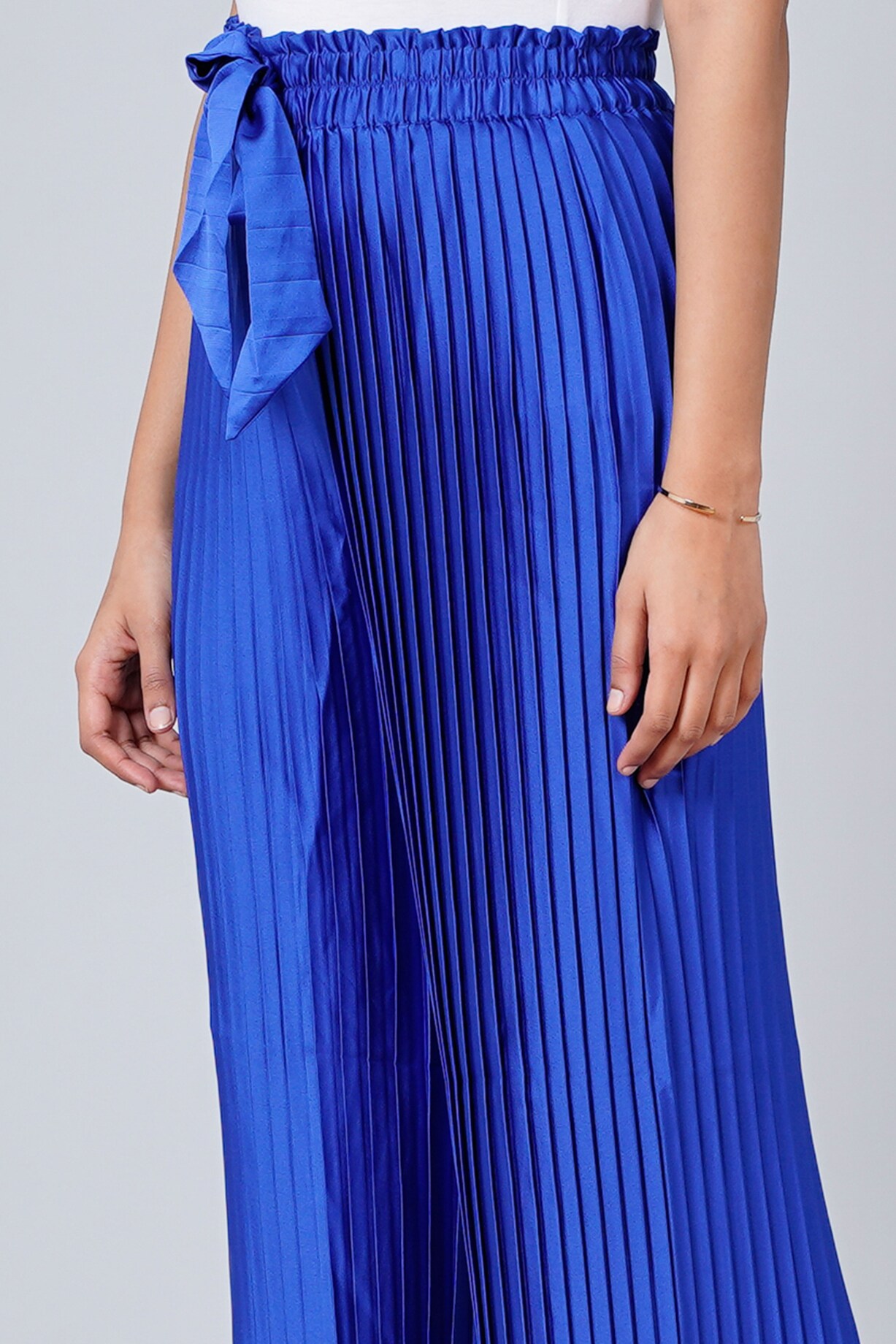 Cobalt Blue Pleated Palazzo Pants by First Resort by Ramola Bachchan at ...