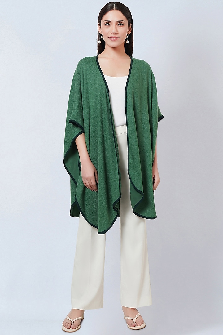 Emerald Green Cashmere Cape by First Resort by Ramola Bachchan at ...