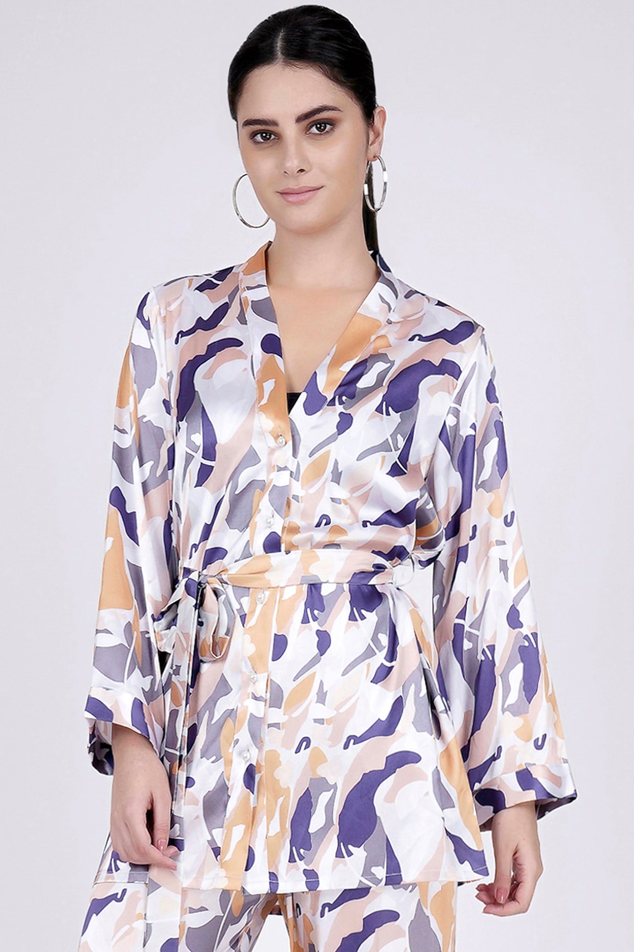 Mustard Printed Shirt With Belt by First Resort by Ramola Bachchan at ...