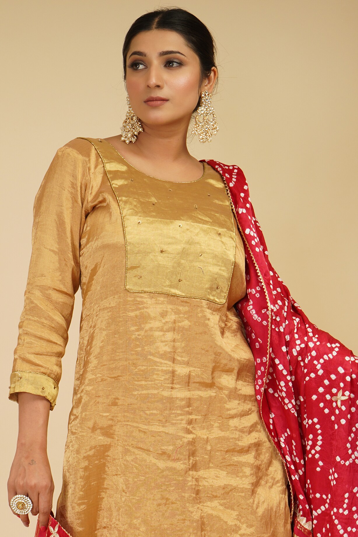 Gold Handloom Chanderi Tissue Sharara Set by Farha Syed at Pernia's Pop ...