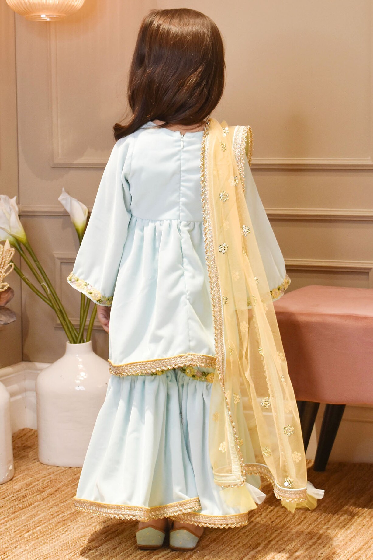 Light Blue Embroidered Sharara Set by Fayon Kids at Pernia's Pop Up ...