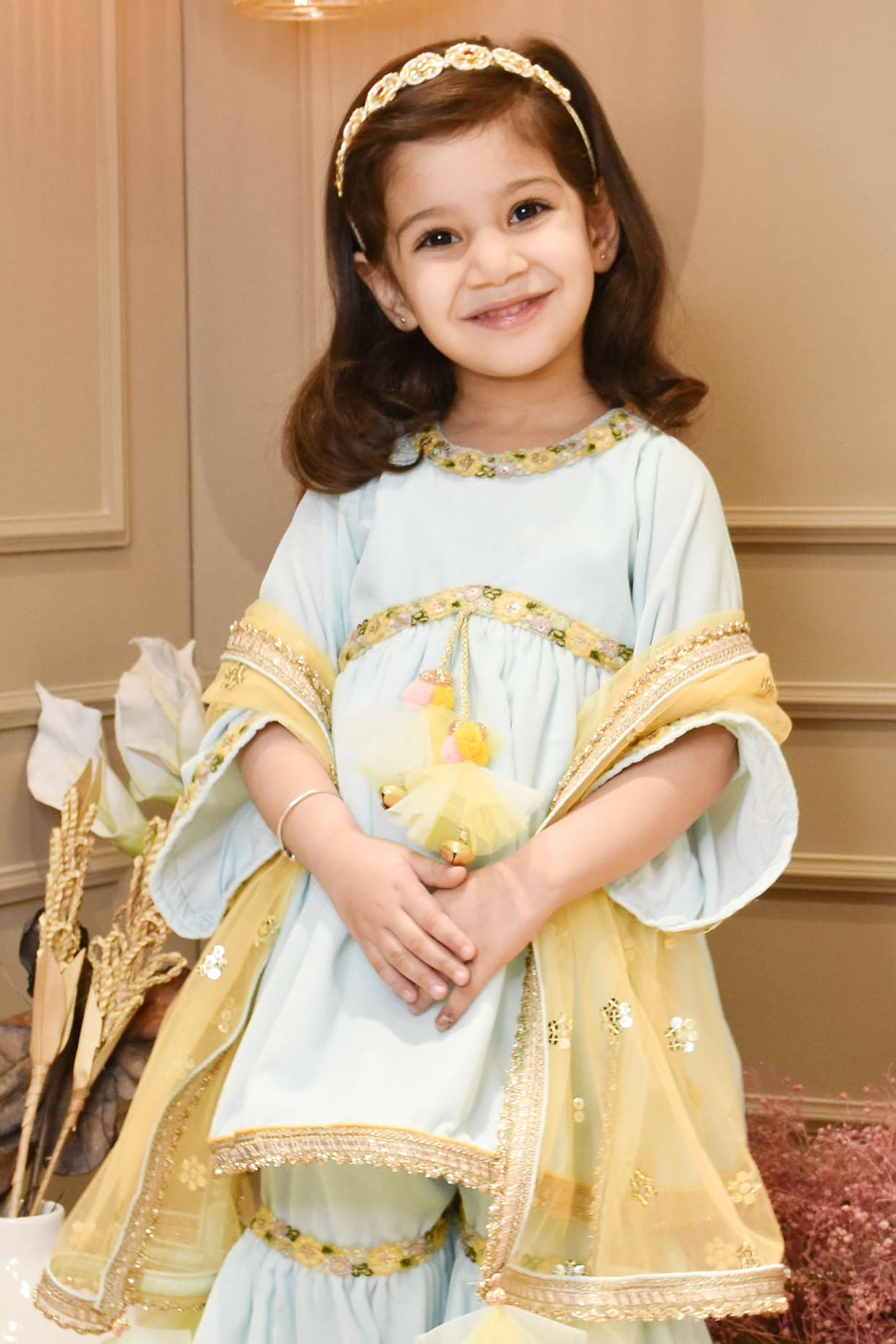 Light Blue Embroidered Sharara Set Design by Fayon Kids at Pernia's Pop ...
