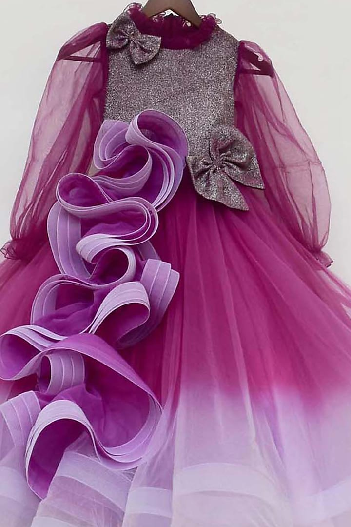 Purple Shaded Net Gown For Girls by Fayon Kids at Pernia's Pop Up Shop 2025