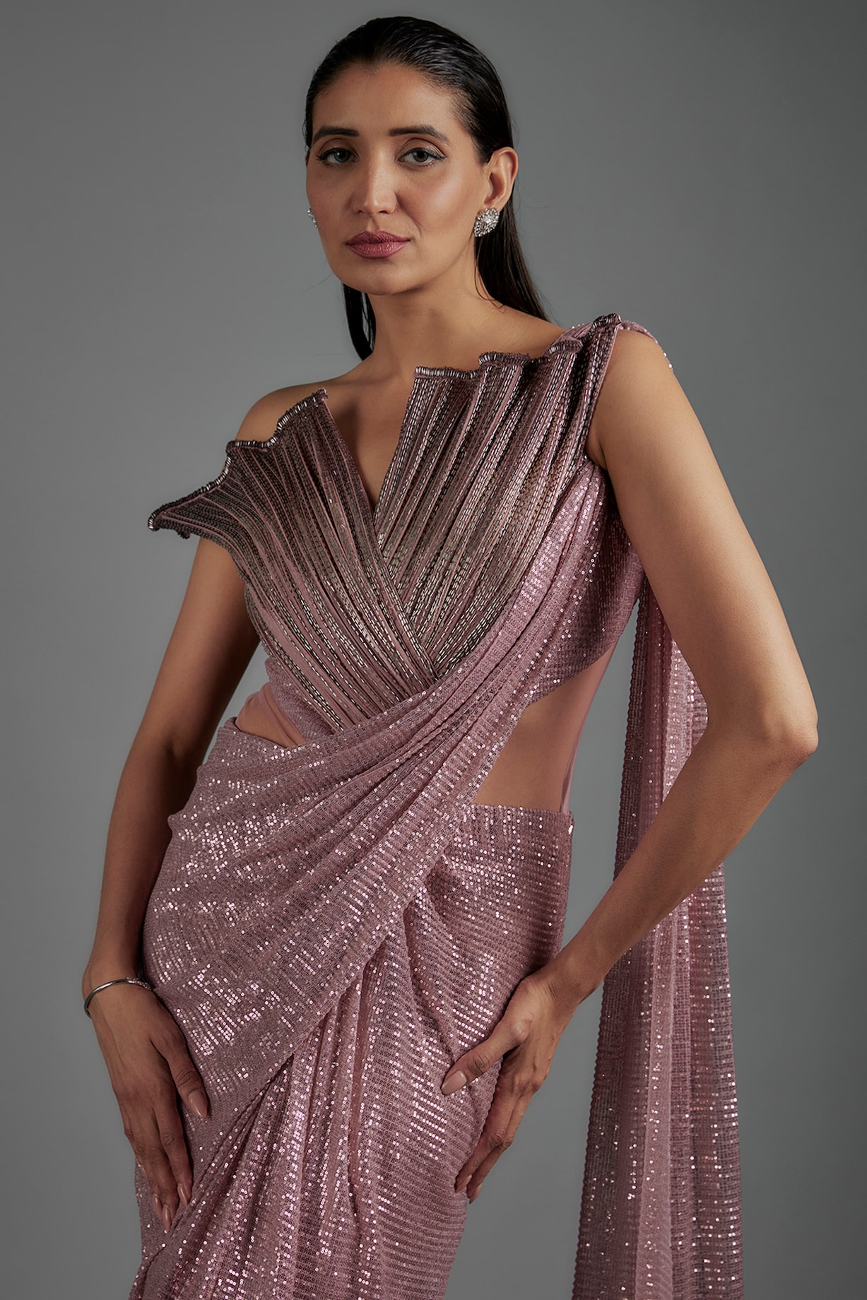 Misty Rose Sequins Sculpted Gown by Gaurav Gupta at Pernia's Pop Up ...
