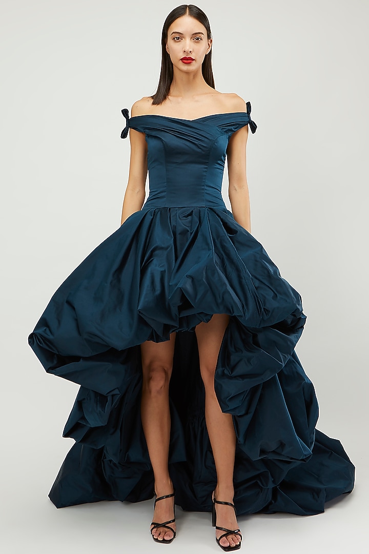 Teal Blue Off-Shoulder Gown by Gauri and Nainika at Pernia's Pop Up ...