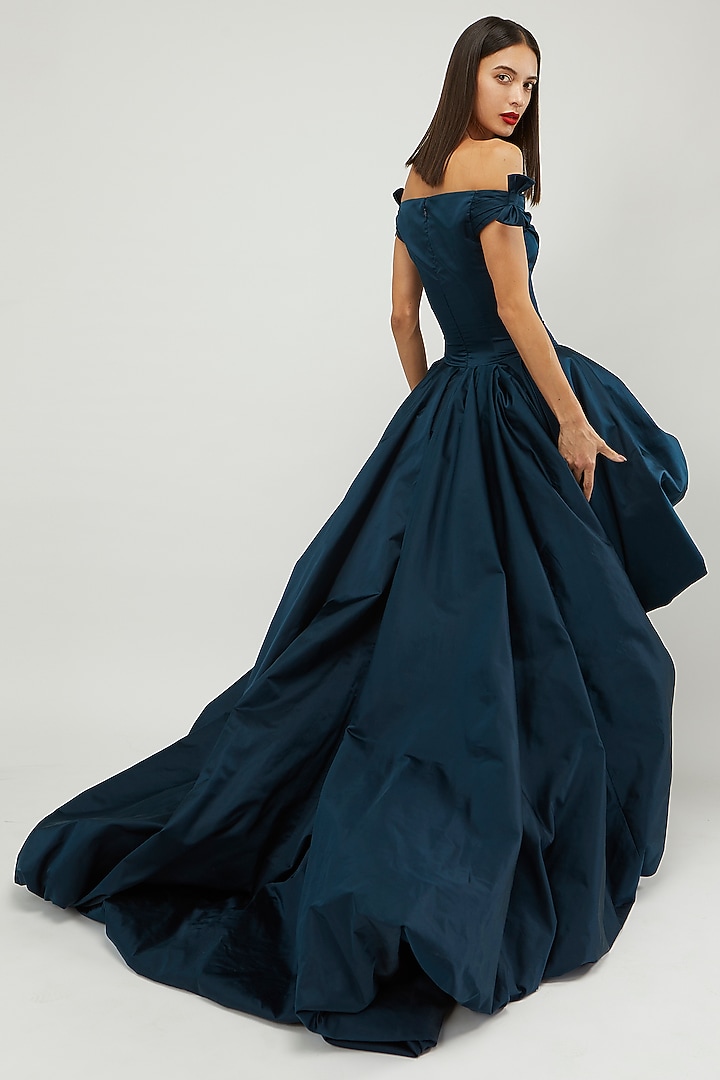 Teal Blue Off-Shoulder Gown by Gauri and Nainika at Pernia's Pop Up ...