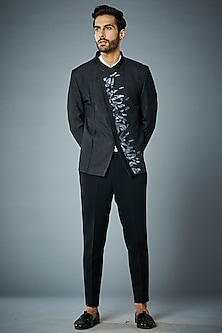 Black Hand Embroidered Bandhgala Set Design by Gargee Designers at ...