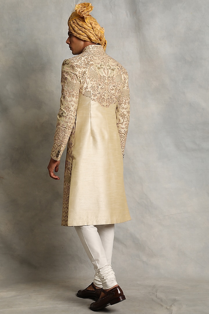 Ivory Embroidered Wedding Sherwani Set by Gargee Designers at Pernia's ...