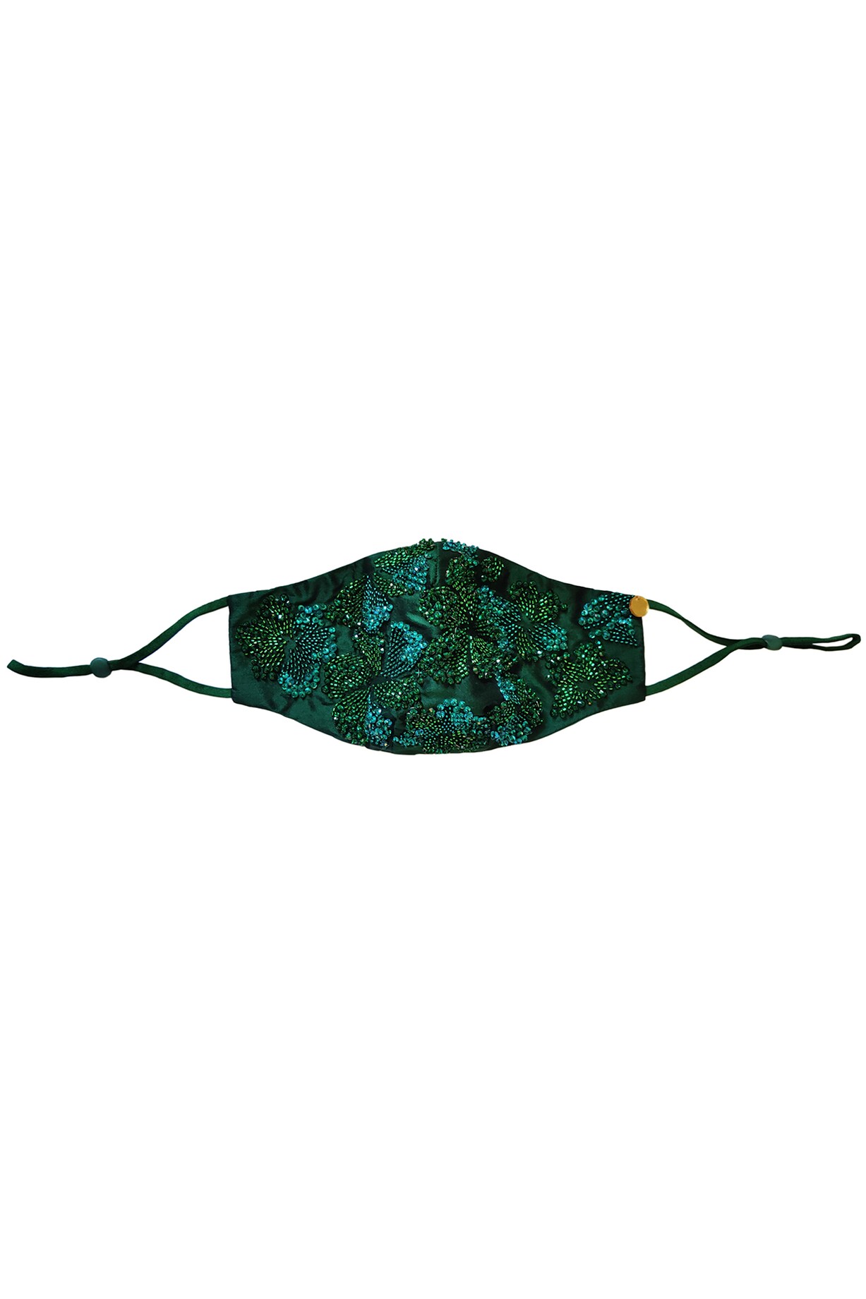 Emerald Green Floral Embellished Mask by Gaya at Pernia's Pop Up Shop 2025
