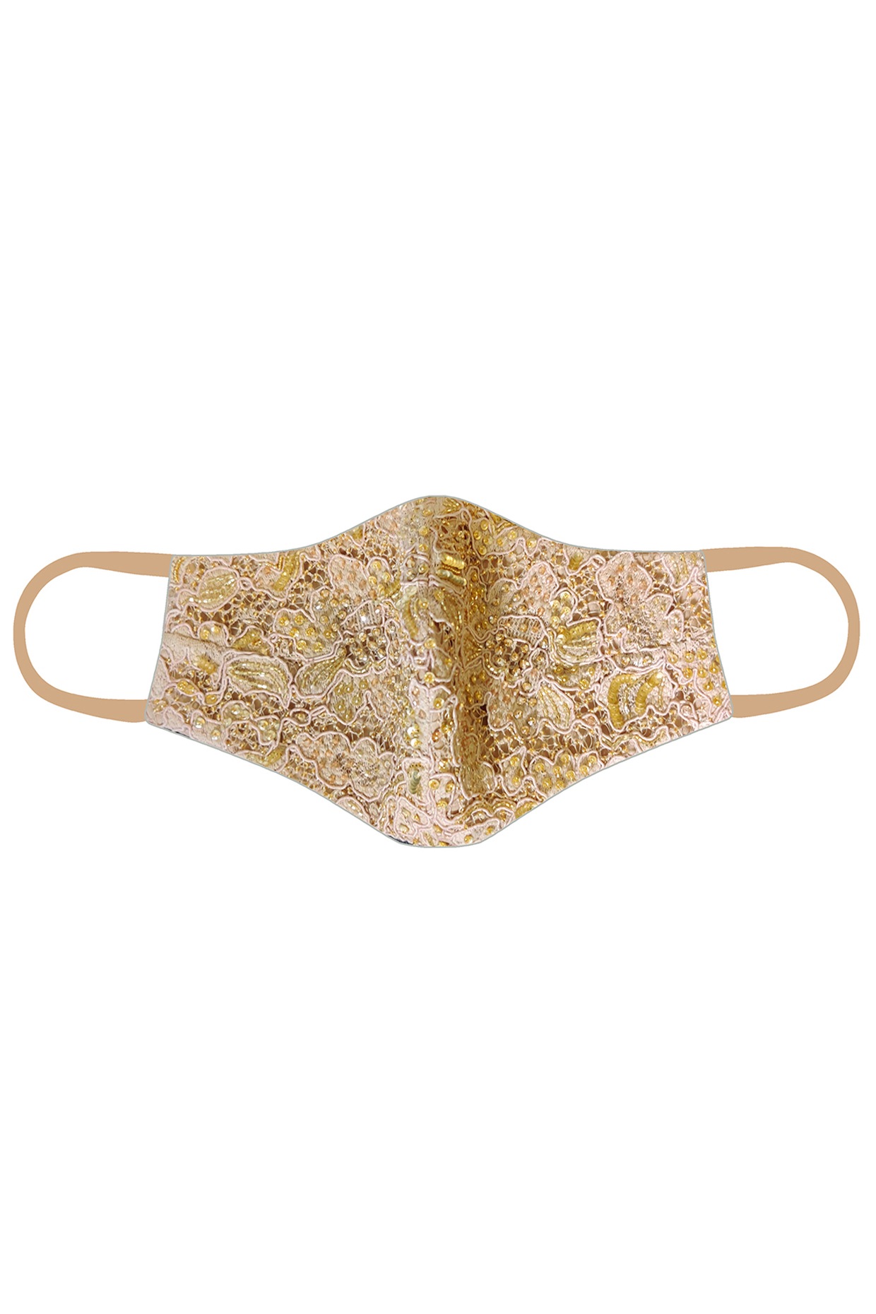 Beige Bead Embellished Mask by Gaya at Pernia's Pop Up Shop 2025