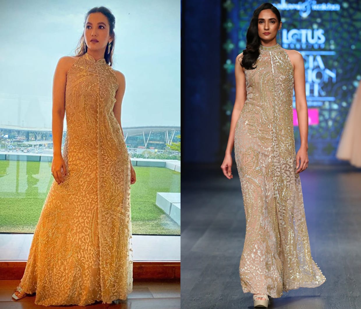 Gold Layered Gown by Rabani & Rakha at Pernia's Pop Up Shop 2025