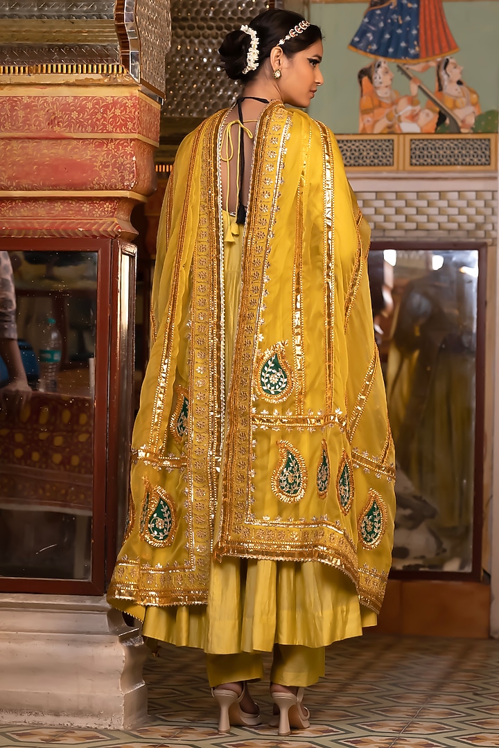 Yellow Chanderi Anarkali Set by GulaboJaipur by Saloni Panwar at Pernia ...